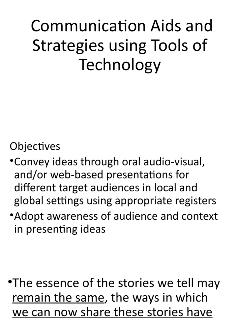 Communication Aids and Strategies Using Tools of Technology | PDF ...