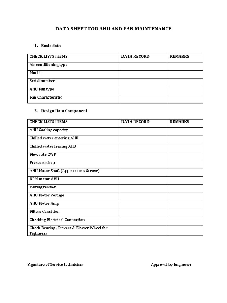 Laporan AHU & Fans Maintenance | PDF