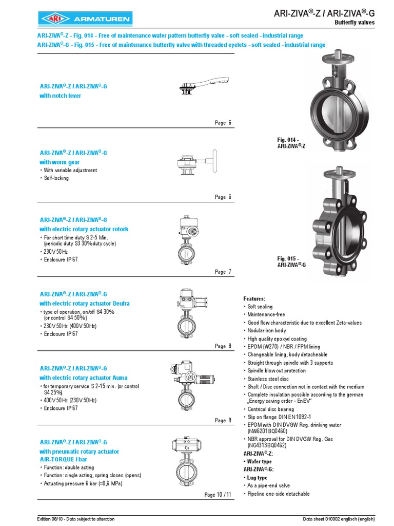 Ari Butterfly Valves PDF | PDF | Valve | Actuator