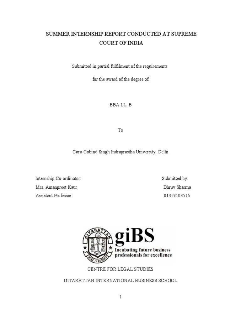First Draft of Summer Internship | PDF | Supreme Court Of India ...