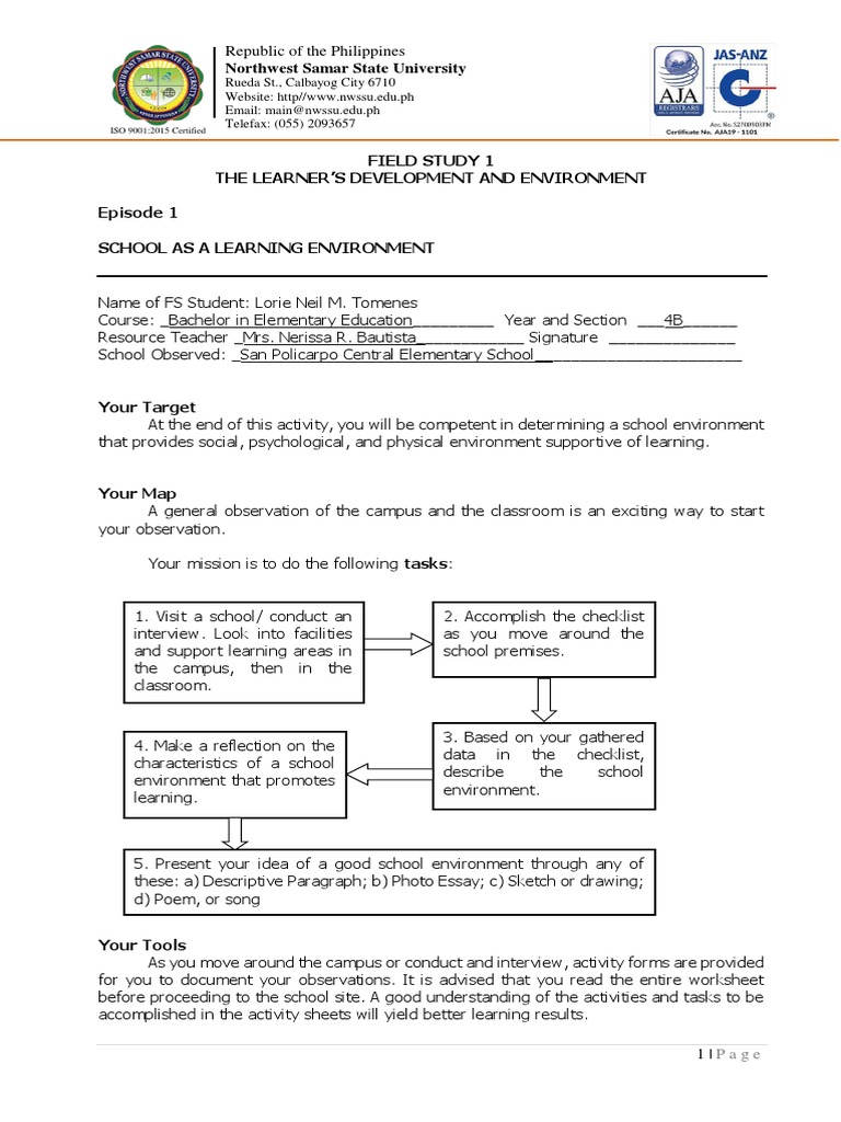 School Environment Observation Guide | PDF | Classroom | Schools