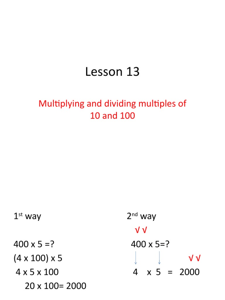 Multiplying & Dividing by 10s and 100s | PDF
