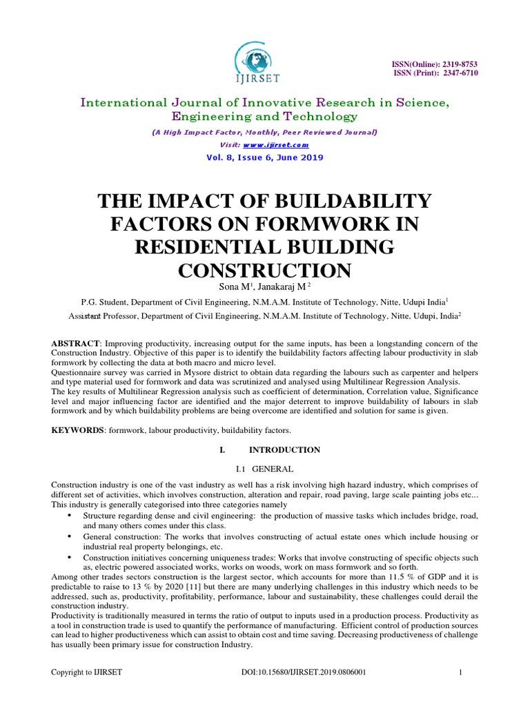 The Impact of Buildability Factors On Fo | PDF | P Value | Dependent ...