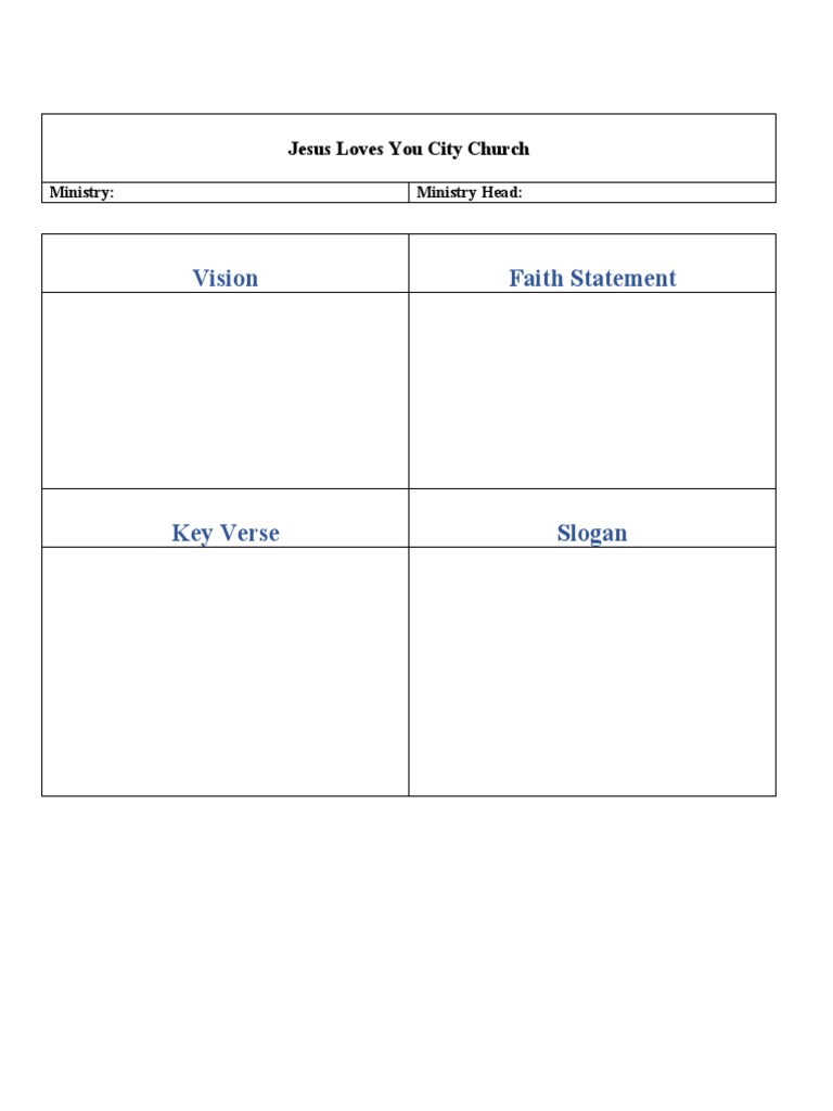 Vision Faith Statement: Jesus Loves You City Church | PDF | Christian ...