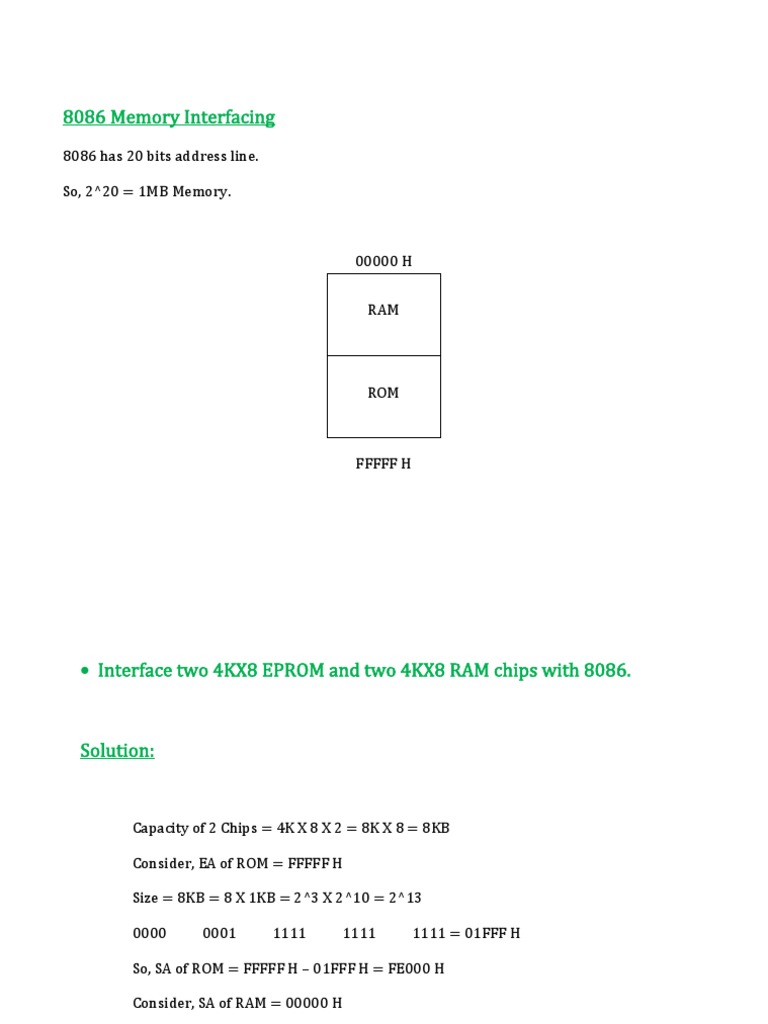 Interfacing 2x4K RAM and 2x4K EPROM to 8086 | PDF | Computer Memory ...