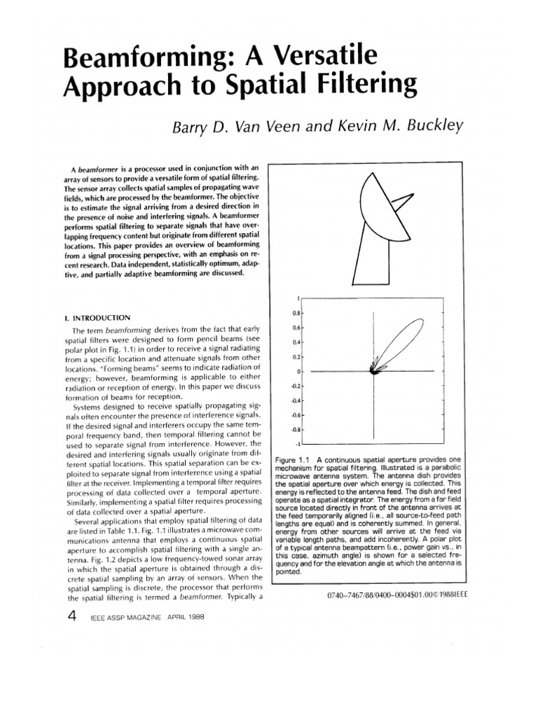 Beamforming A Versatile Approach To Spatial Filtering | PDF