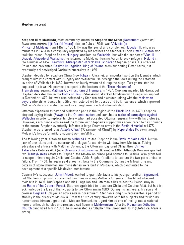 Stephen III of Moldavia, Most Commonly Known As Stephen The Great ...