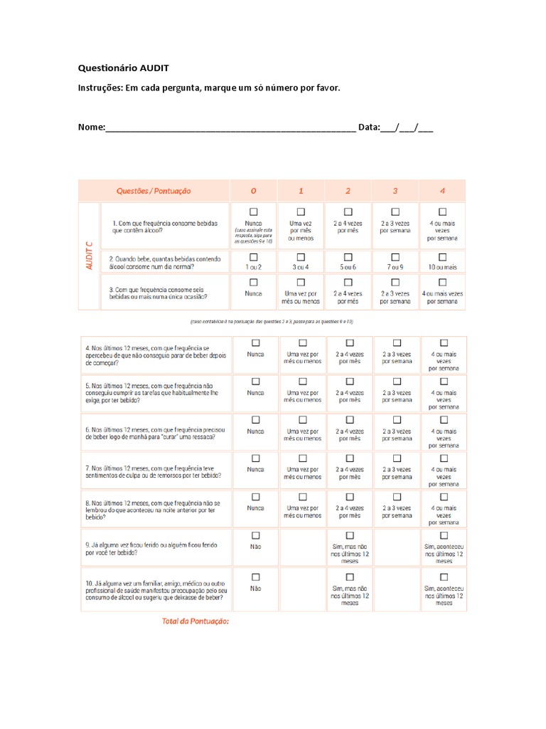 Questionário AUDIT | PDF