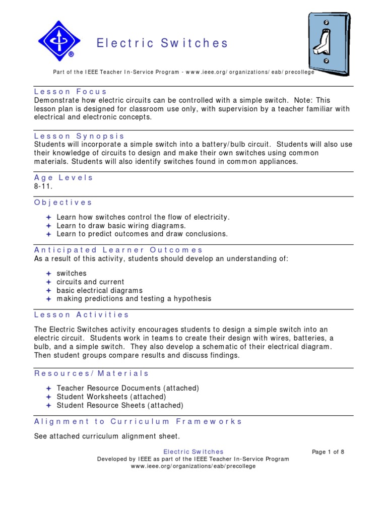 Electric Switches: Lesson Focus | PDF | Switch | Science Education
