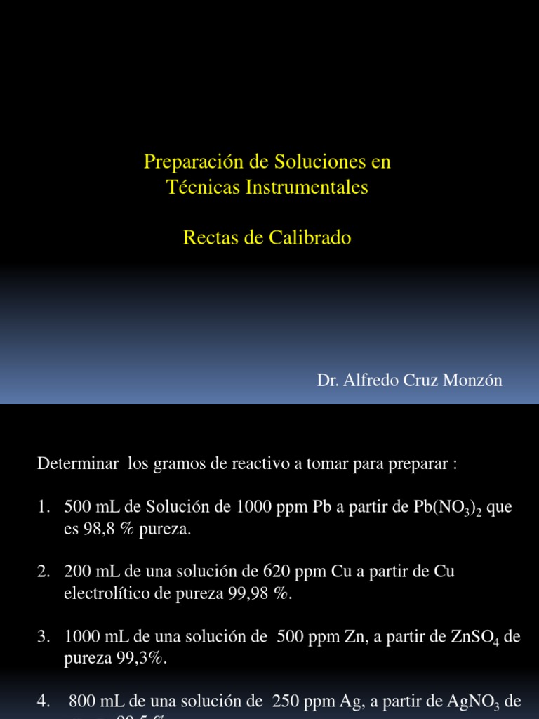 Preparación Soluciones y Recta Calibrado en Instrumentales | PDF ...