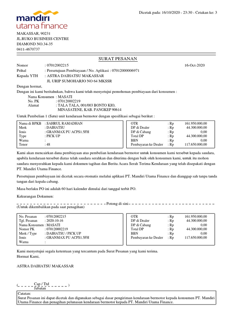 MUF Portal PO SIP - 07012000006971 PDF | PDF