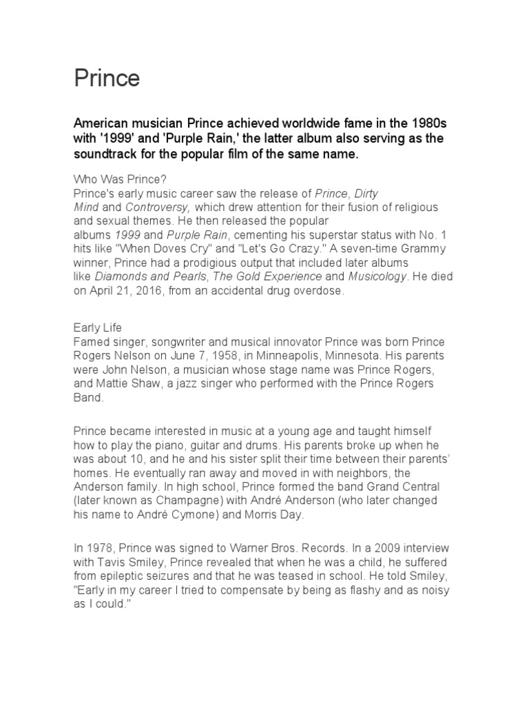 Prince Pdf Prince Musician Entertainment General
