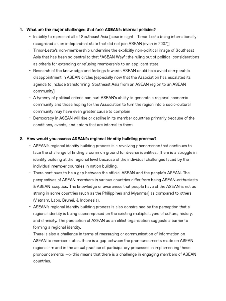 What Are The Major Challenges That Face ASEAN's Internal Policies ...