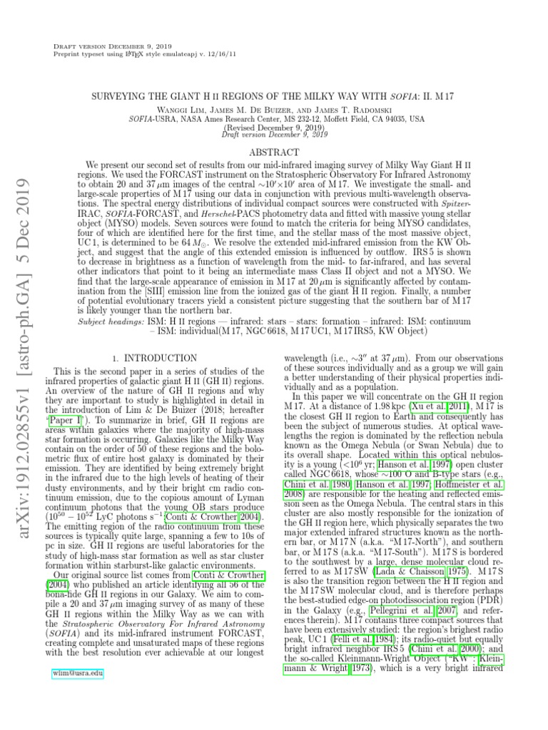 II Wanggi Lim, James M. de Buizer, and James T. Radomski (Revised December 9, 2019) | PDF ...