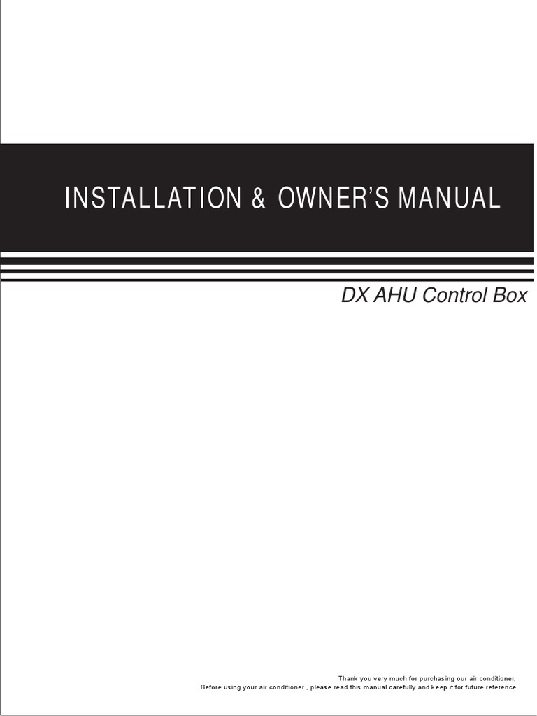 Installation & Owner'S Manual: DX AHU Control Box | PDF | Electrical ...