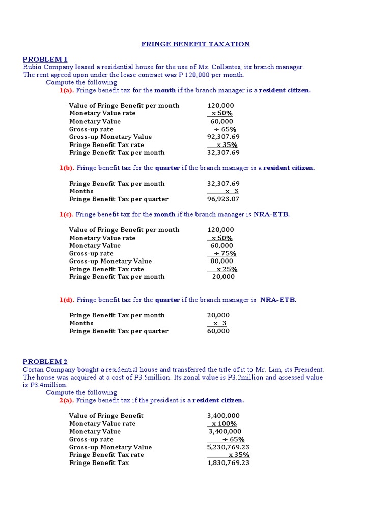 A5 - Fringe Benefit Taxation | PDF | Taxation | Taxes
