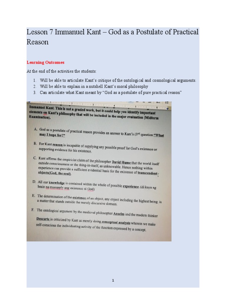 Further Learning Exercises On Kant | PDF | Immanuel Kant | Reason