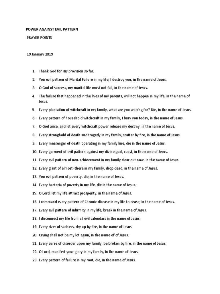 Break Evil Patterns Through Prayer | PDF | Evil | Jesus