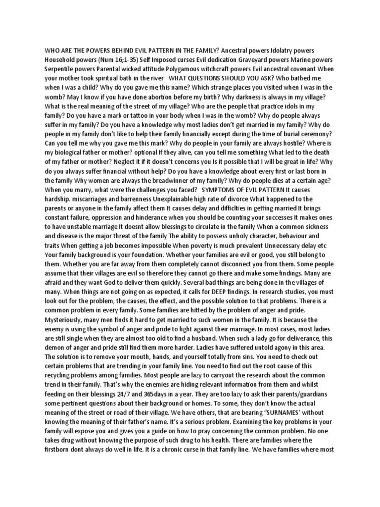 Break Evil Family Patterns and Curses | PDF | Anger | Evil