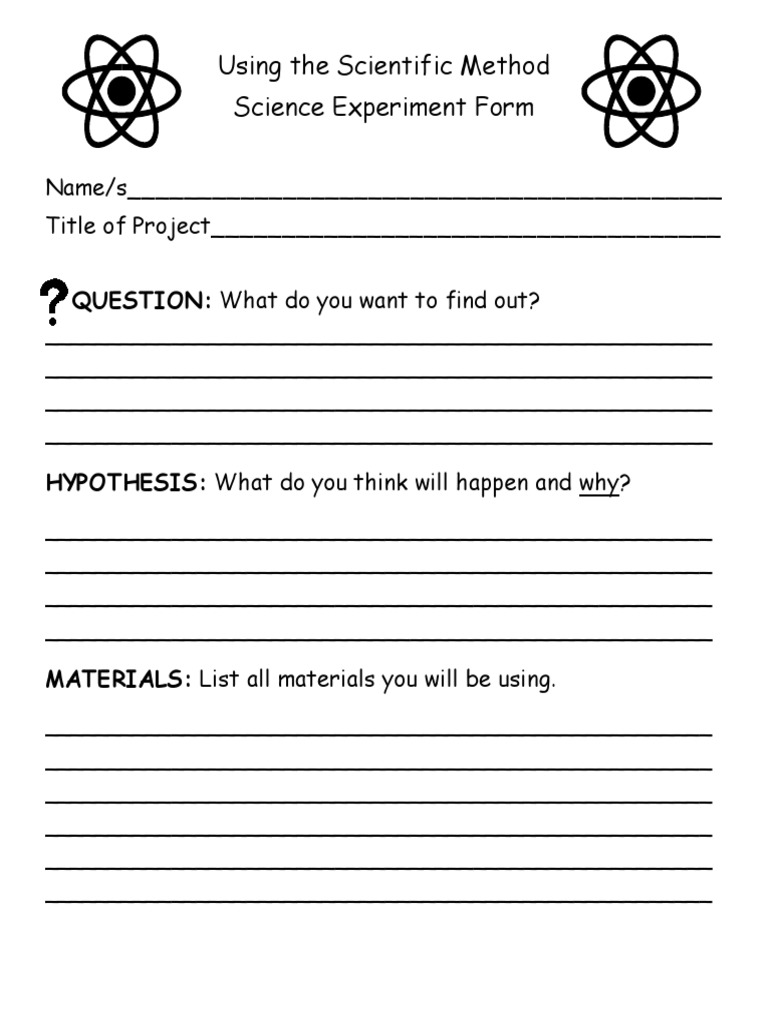 Using The Scientific Method Science Experiment Form | PDF | Scientific ...