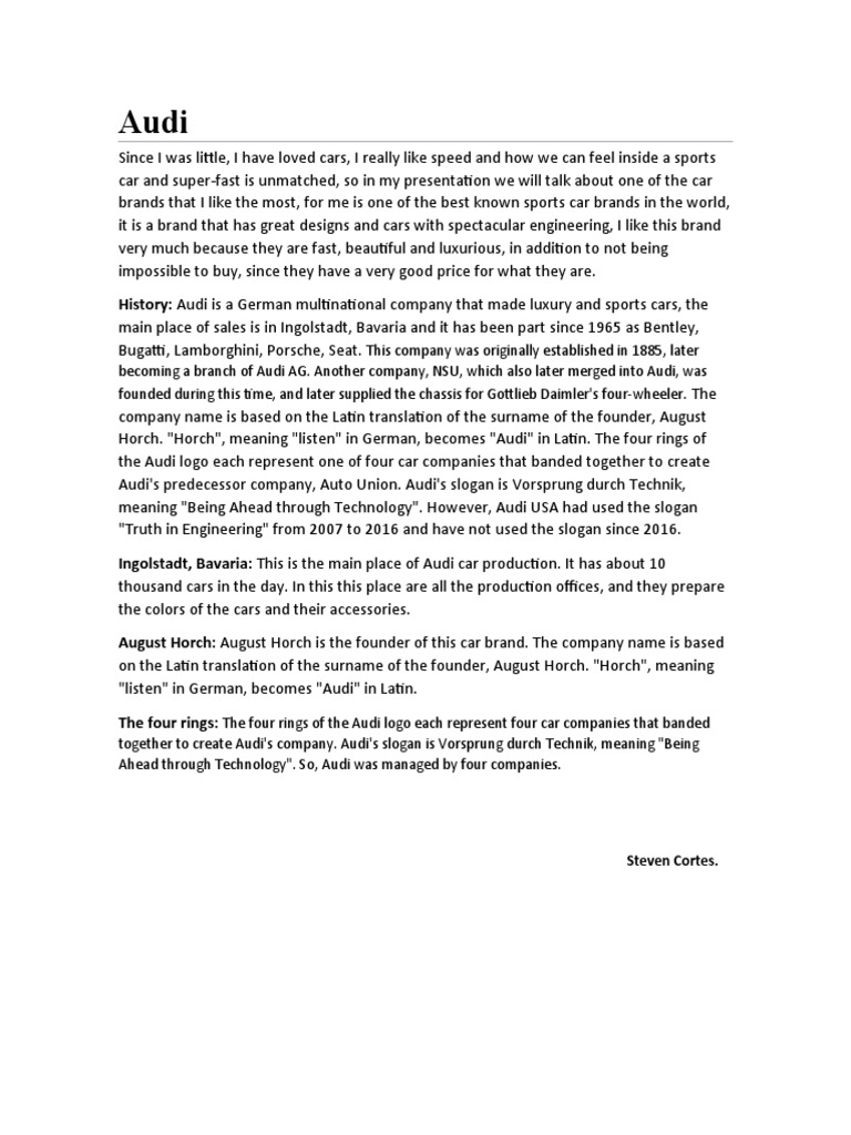 Audi: History and Brand Overview | PDF