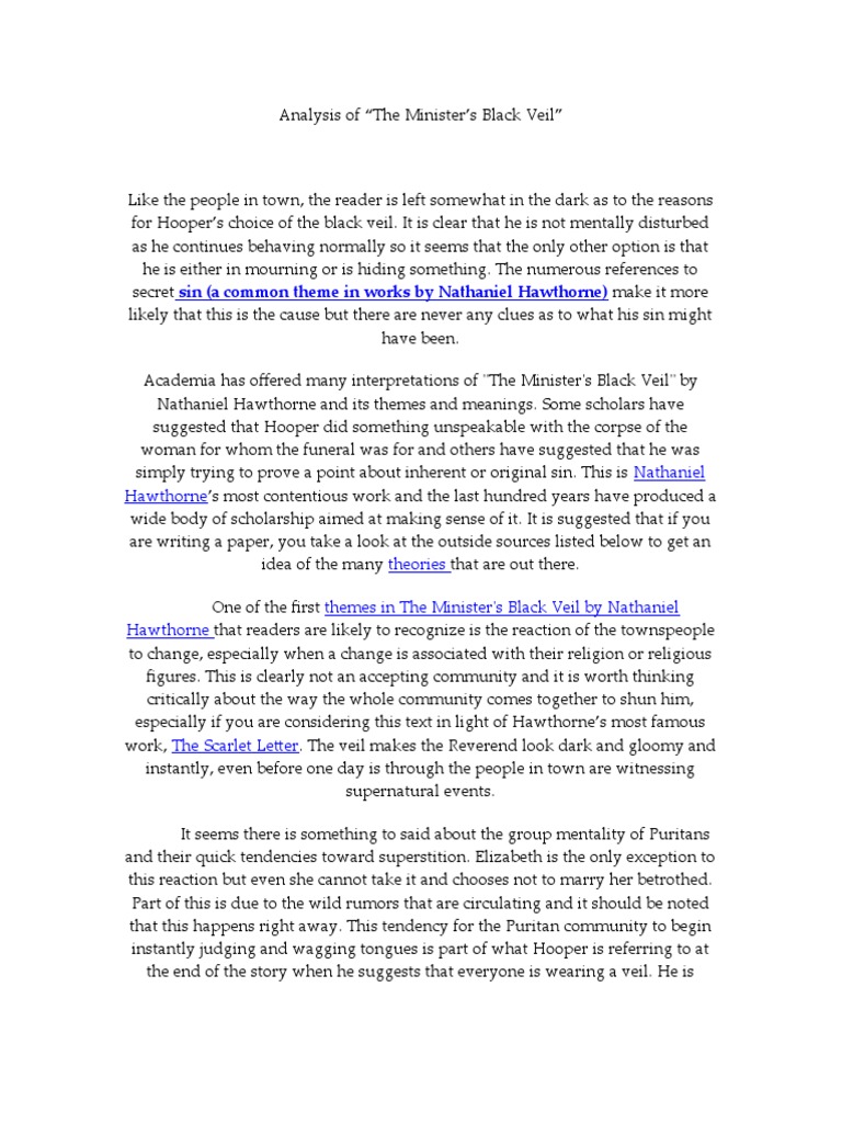 Analysis of The Ministers Black Veil | PDF | Religion And Belief