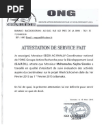 ATTESTATION DE SERVICE RENDU - DEPOT Bienvenu | PDF