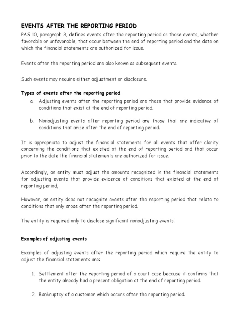 Chapter 12 Events After The Reporting Period PAS10 | PDF | Financial ...