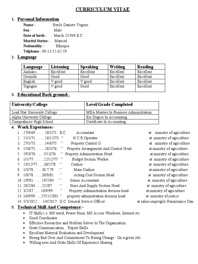 Curriculum Vitae: Personal Information | PDF | Cognition | Learning