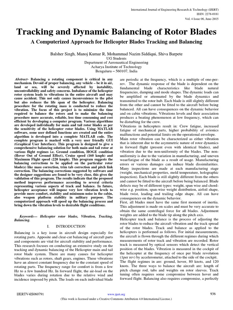 Rotor Blade Balancing for Engineers | PDF | Helicopter | Helicopter Rotor