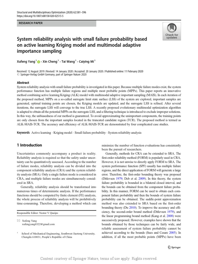 System Reliability Analysis With Small Failure Pro | PDF | Mathematical Optimization ...