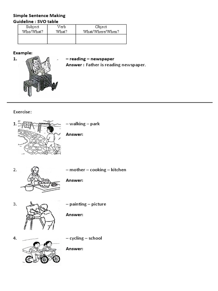 Simple Sentence Structure Guide | PDF | Language Arts & Discipline
