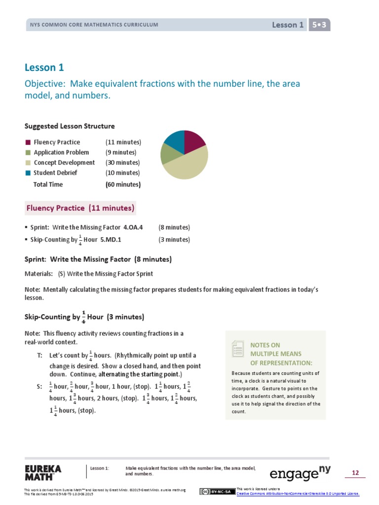 Lesson 1: Objective: Make Equivalent Fractions With The Number Line ...