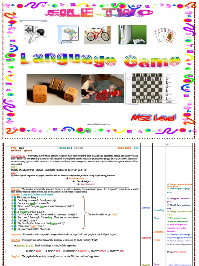 2MS File 2 Language Game | PDF | Question | Word
