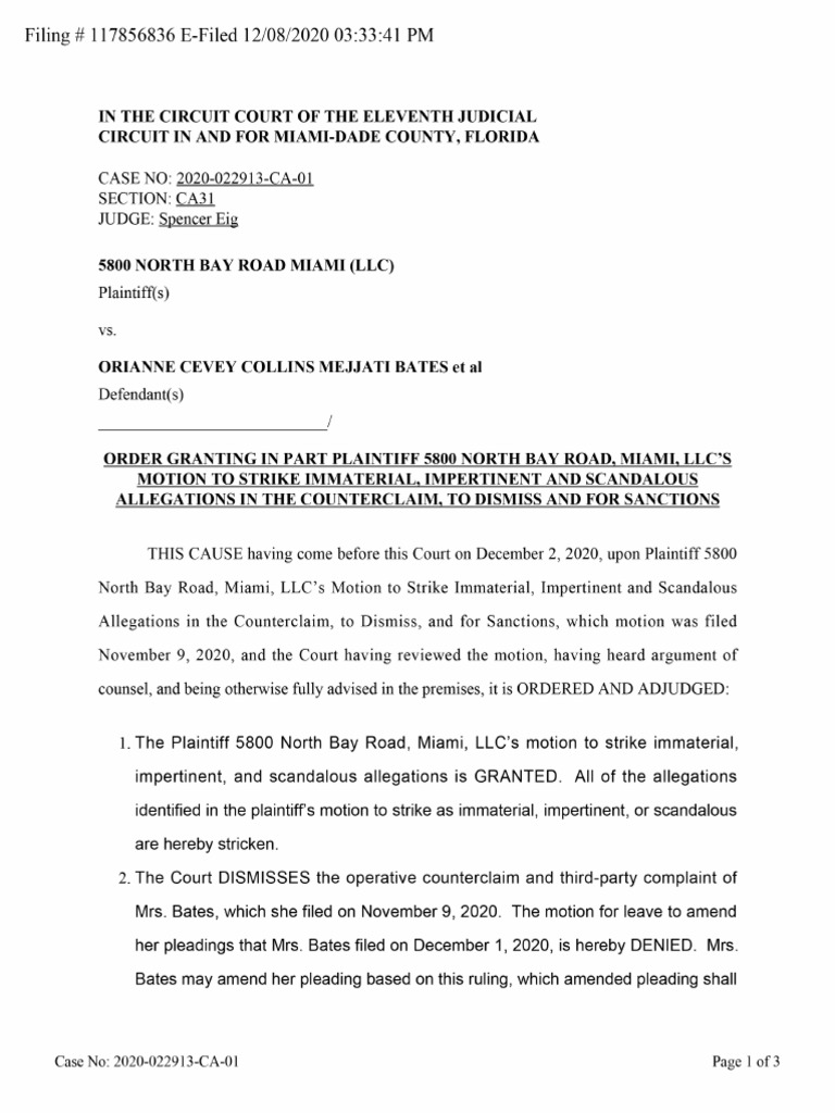 Order Granting Phil Collins Motion To Strike Scandalous Allegations ...