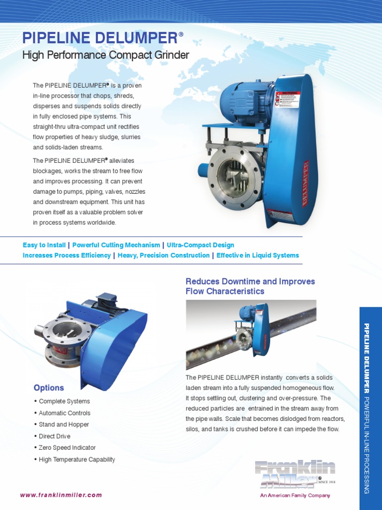 Pipeline Delumper Brochure | PDF | Pipe (Fluid Conveyance) | Pump