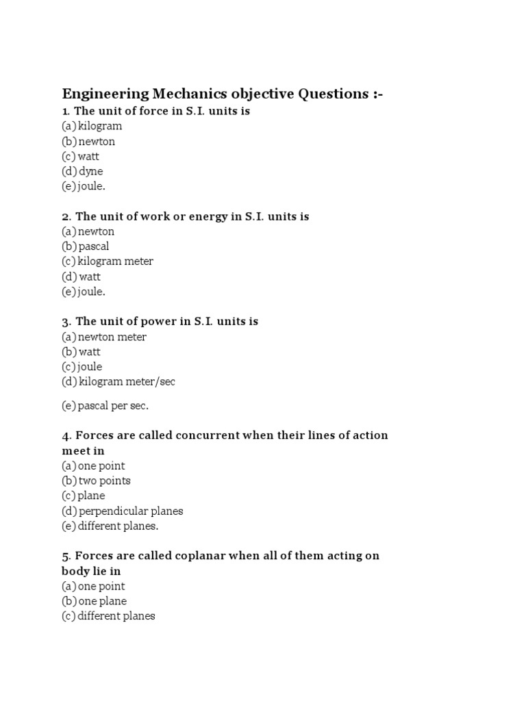 Sample MCQ Questions For EM | PDF | Friction | Center Of Mass
