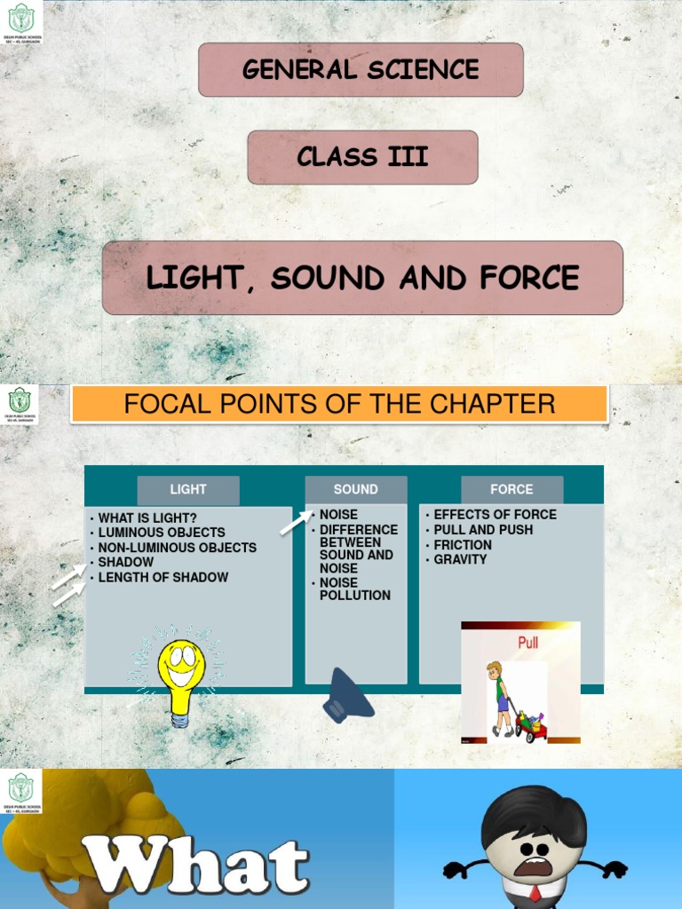 Light, Sound and Force: General Science Class Iii | PDF | Shadow | Sound