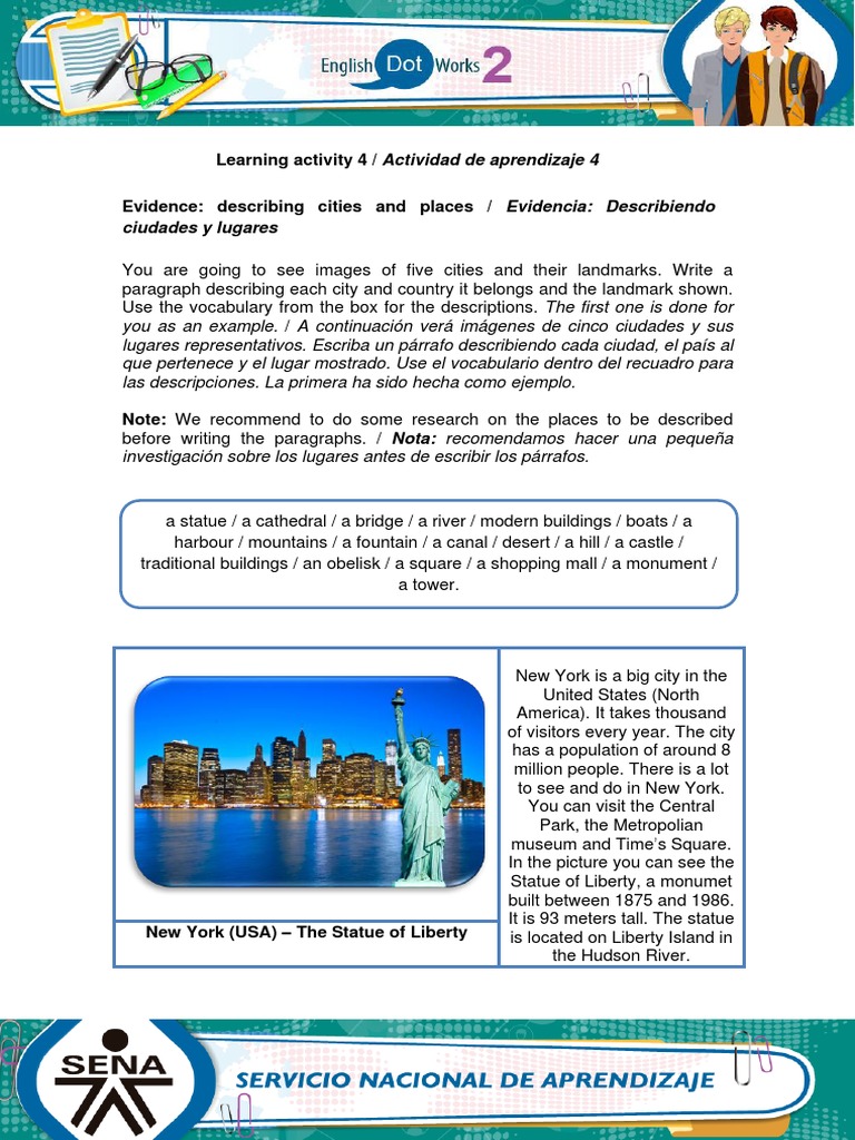 Describing Cities and Landmarks Activity | PDF | Tourist Attractions