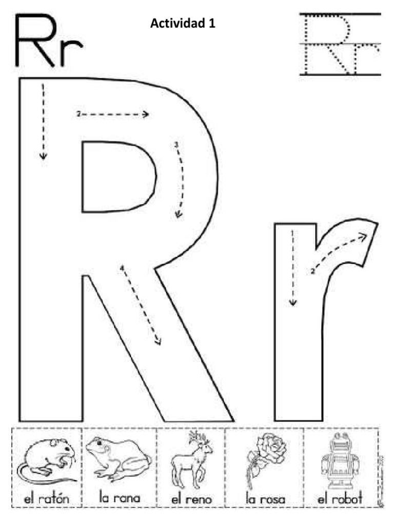 Actividades para Repasar El Trazo Correcto de La Letra R R | PDF