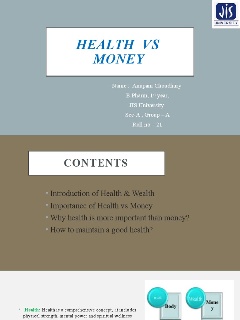 Health Vs Money | PDF