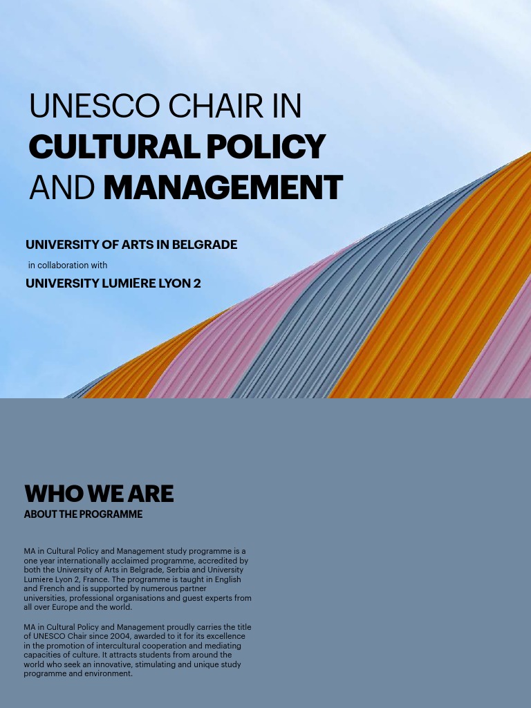 Unesco Chair in and Management: Cultural Policy | PDF | Cross Cultural ...