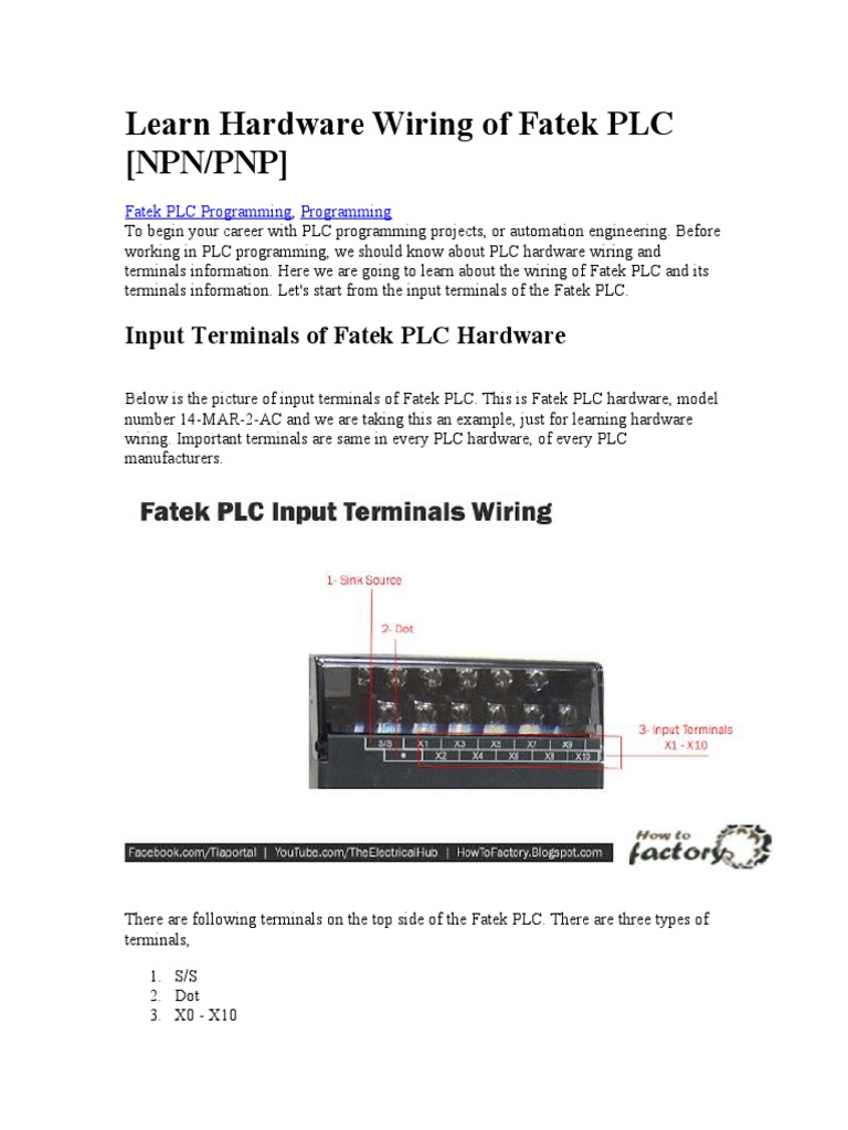 Learn Hardware Wiring of Fatek PLC | PDF | Programmable Logic ...