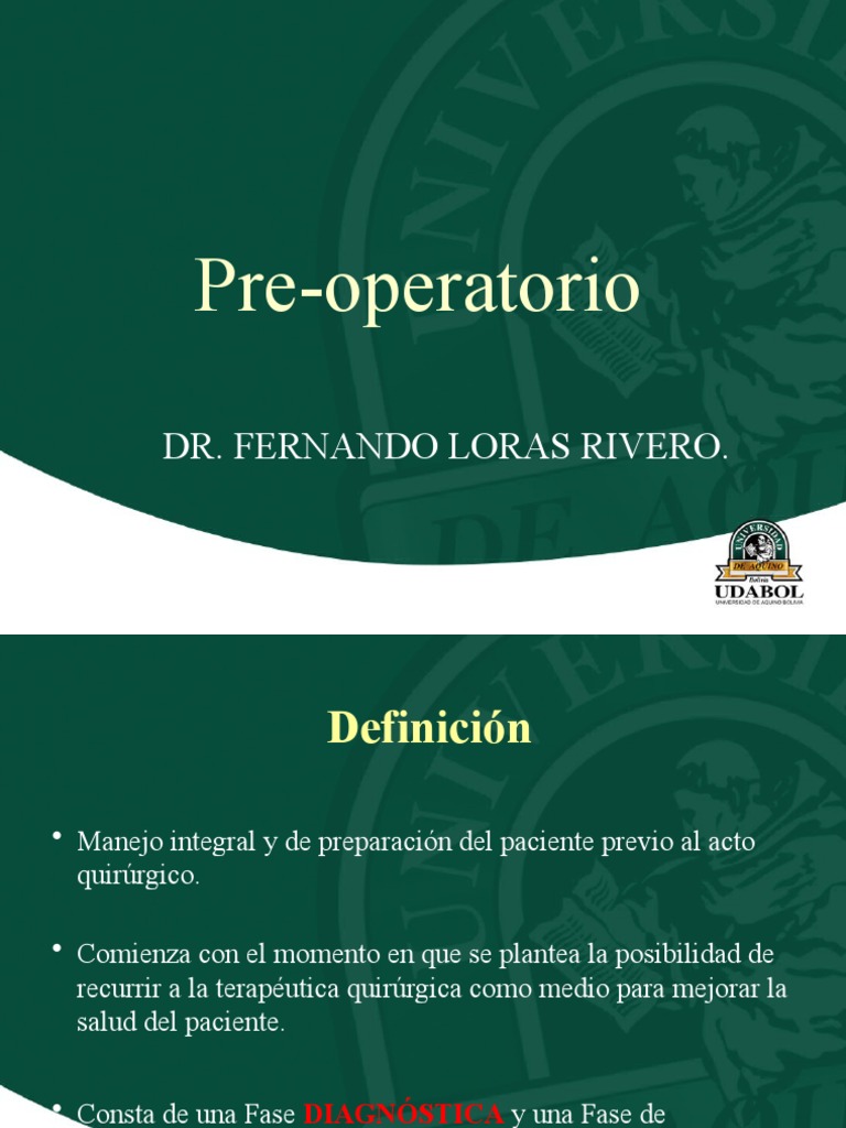 TEMA 8. - PREOPERATORIO y POSTOPERATORIO | PDF | Cirugía | Enfermedades y trastornos humanos