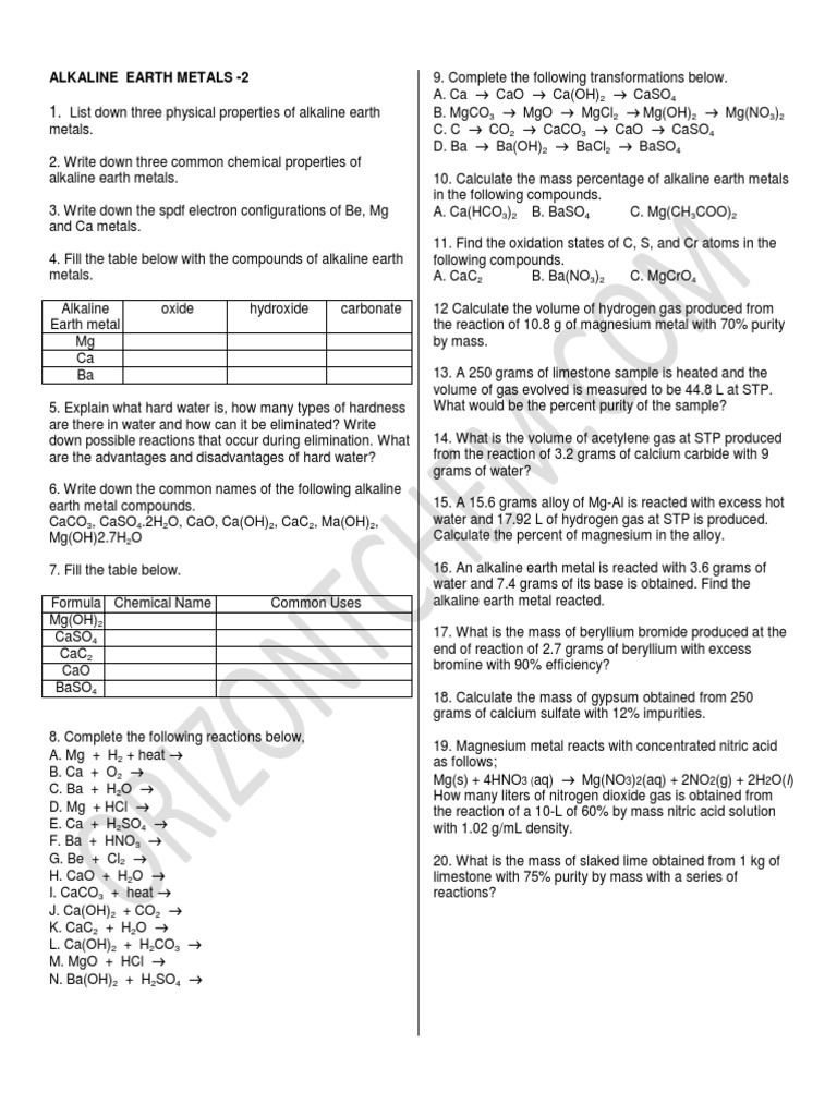 Alkaline Earth Metals 2 PDF | PDF | Magnesium | Calcium