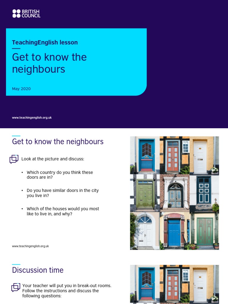 Get To Know The Neighbours: Teachingenglish Lesson | PDF