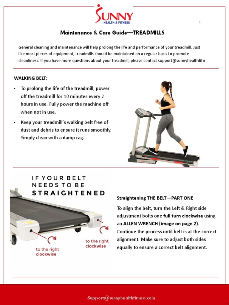 Maintenance & Care Guide-TREADMILLS: Walking Belt | PDF | Treadmill ...