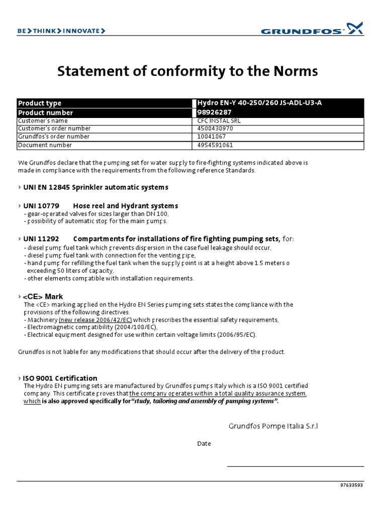 Statement EN 12845 | PDF