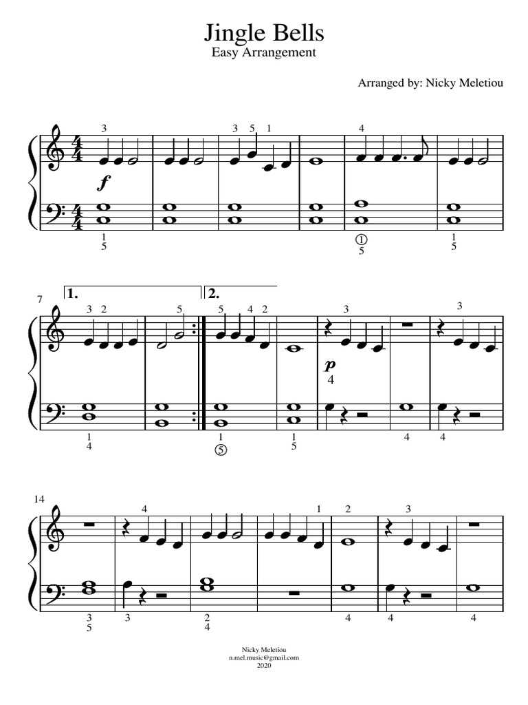 Jingle Bells: Easy Arrangement | PDF