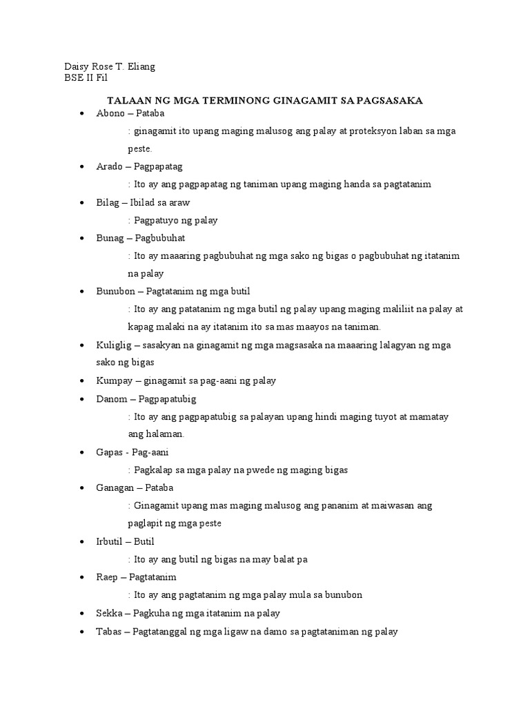 Pagsasaka Termino | PDF